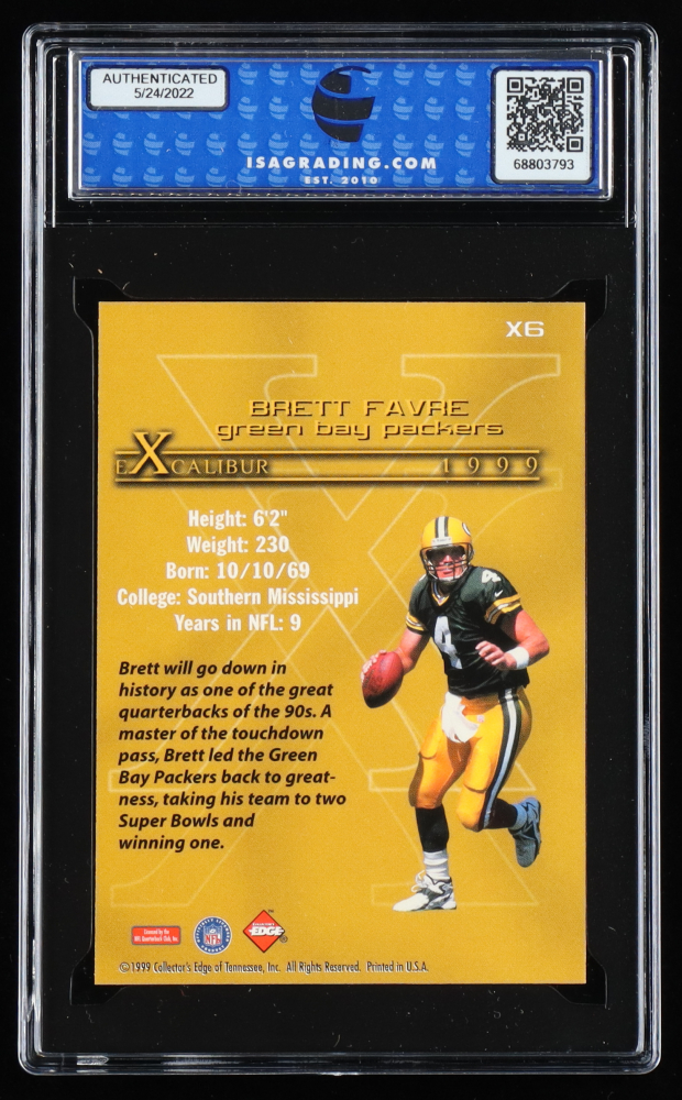 Brett Favre 1999 Collector's Edge First Place Excalibur #X6 (ISA 9) | Pristine Auction
