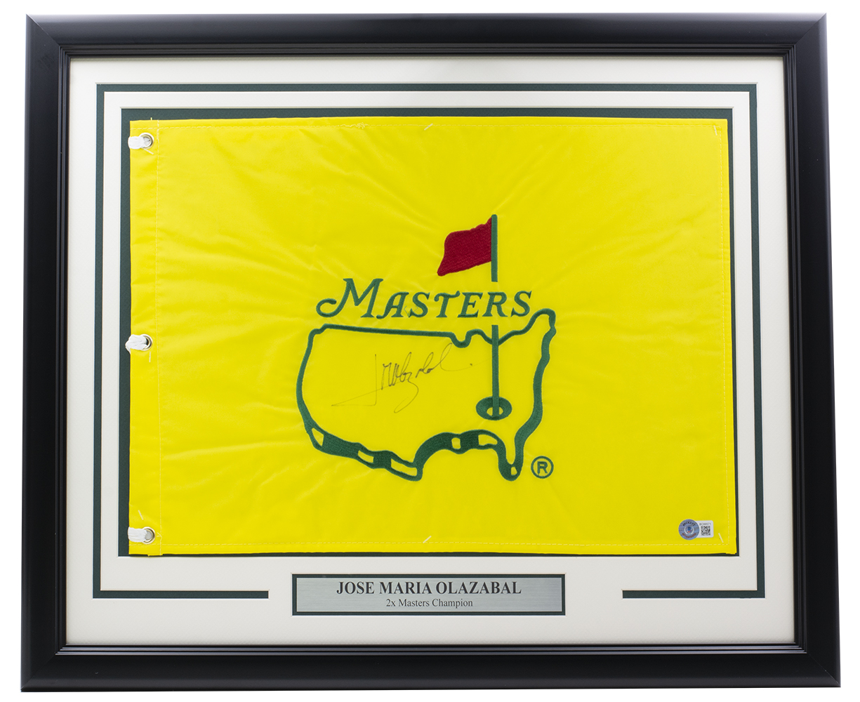 Jose Maria Olazabal Signed Custom Framed Masters Championship Pin Flag ...