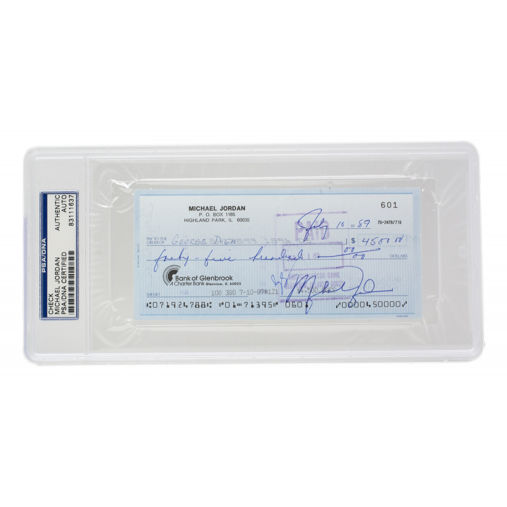 Michael Jordan Signed Bank Check (PSA) | Pristine Auction