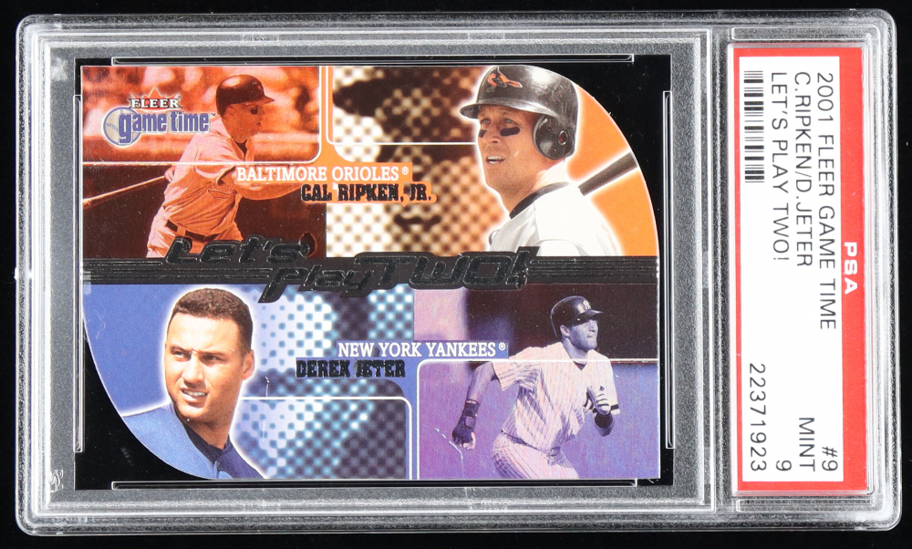 Cal Ripken / Derek Jeter 2001 Fleer Game Time Let's Play Two #9 (PSA 9 ...