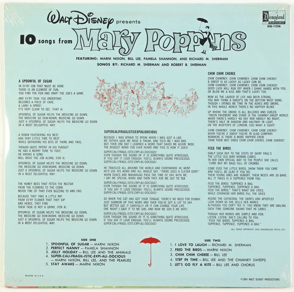 Walt Disney's "Mary Poppins" 1964 Original Factory Sealed LP Vinyl ...