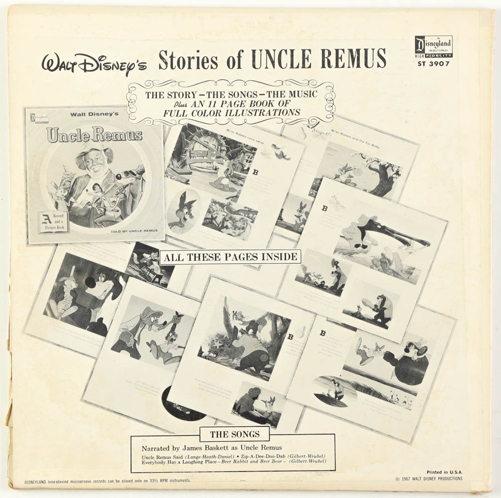 1957 "Walt Disney's Stories of Uncle Remus" Vinyl LP Record | Pristine ...