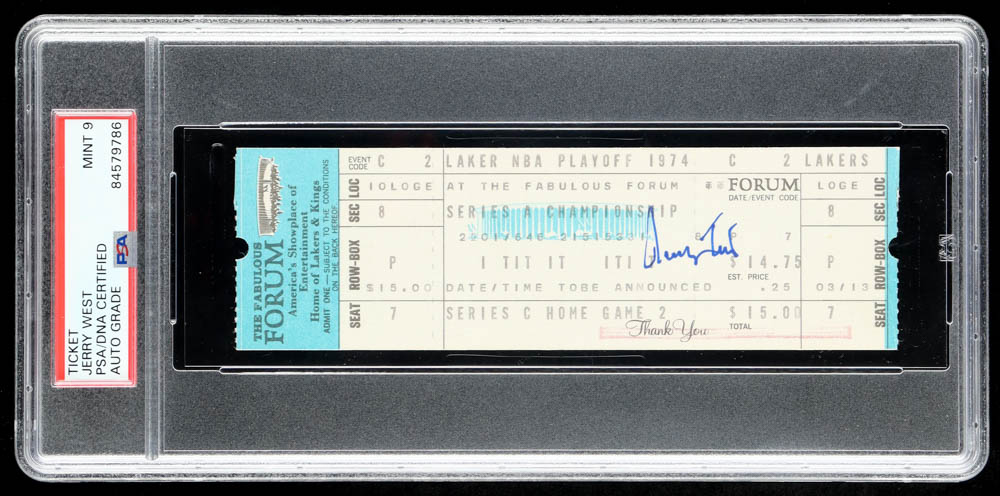 Jerry West Signed 1974 Lakers Ticket (PSA) | Pristine Auction