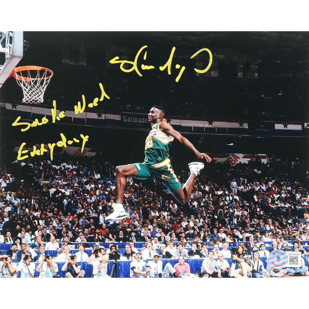 Shawn Kemp Signed SuperSonics 8x10 Photo Inscribed "Smoke Weed Everyday ...