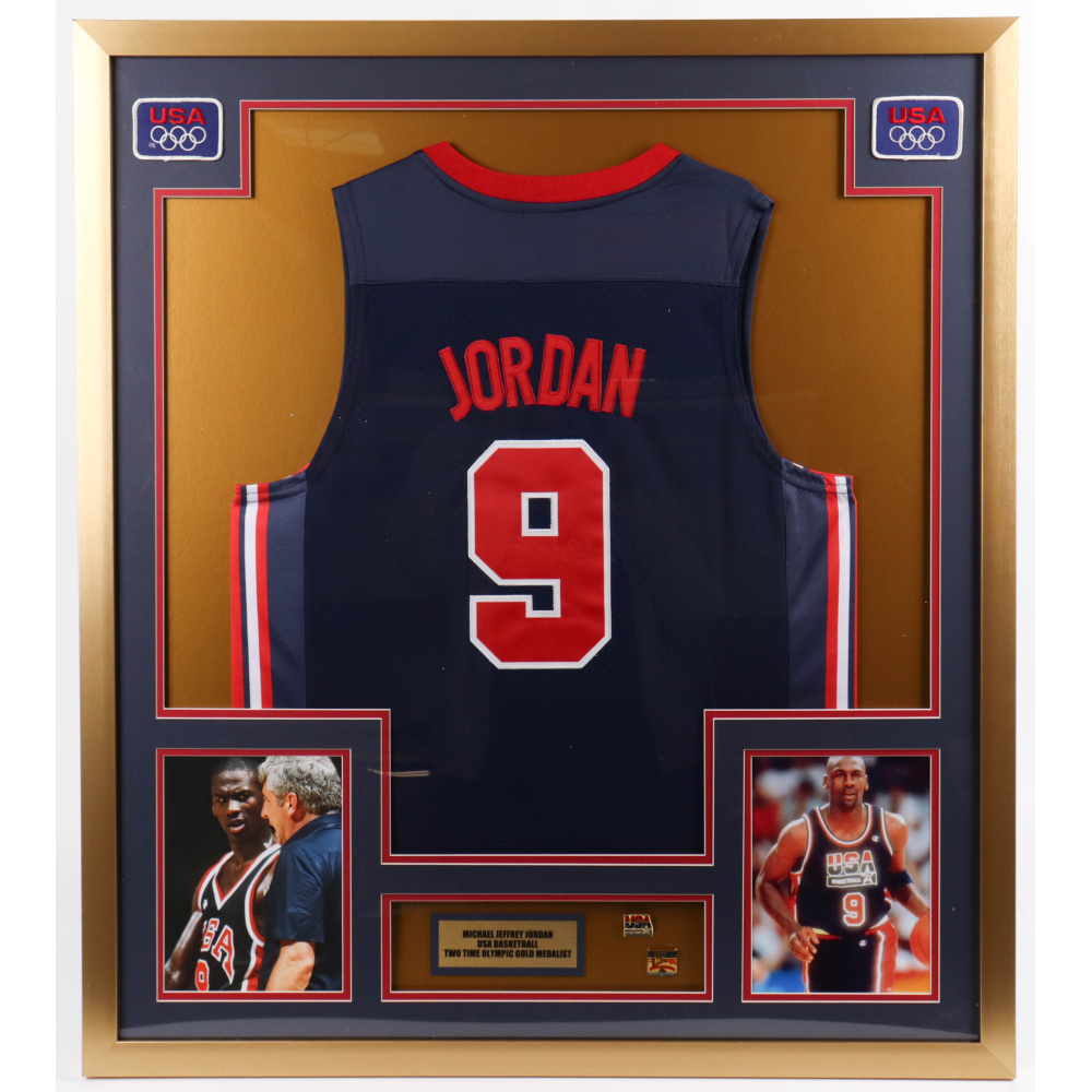 Michael Jordan Team USA Custom Framed Jersey Display with Olympics Pins ...