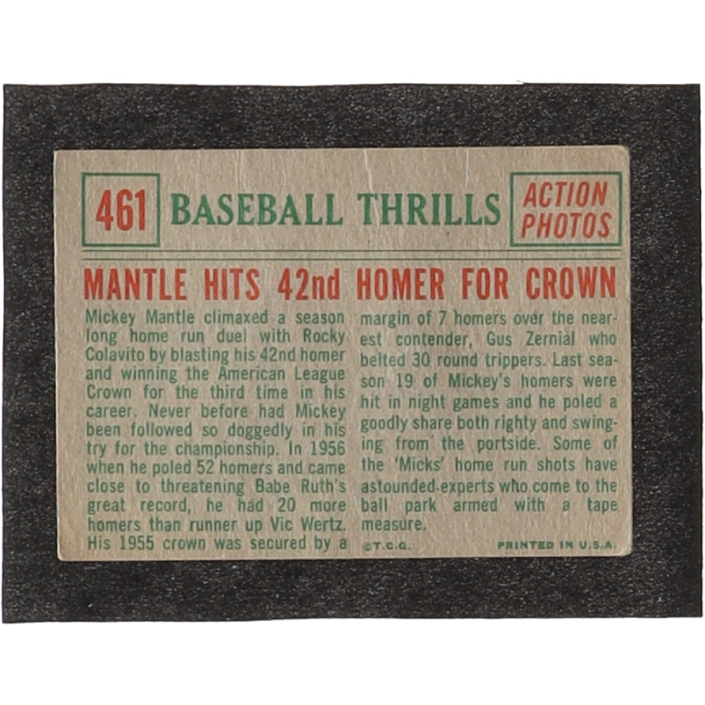 Mickey Mantle 1959 Topps #461 BT 42nd Homer | Pristine Auction