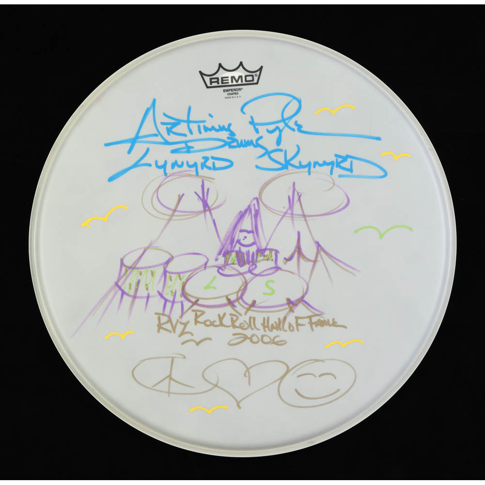 Artimus Pyle Signed 16.5" Drum Head Inscribed "Drums", "Lynyrd Skynyrd ...