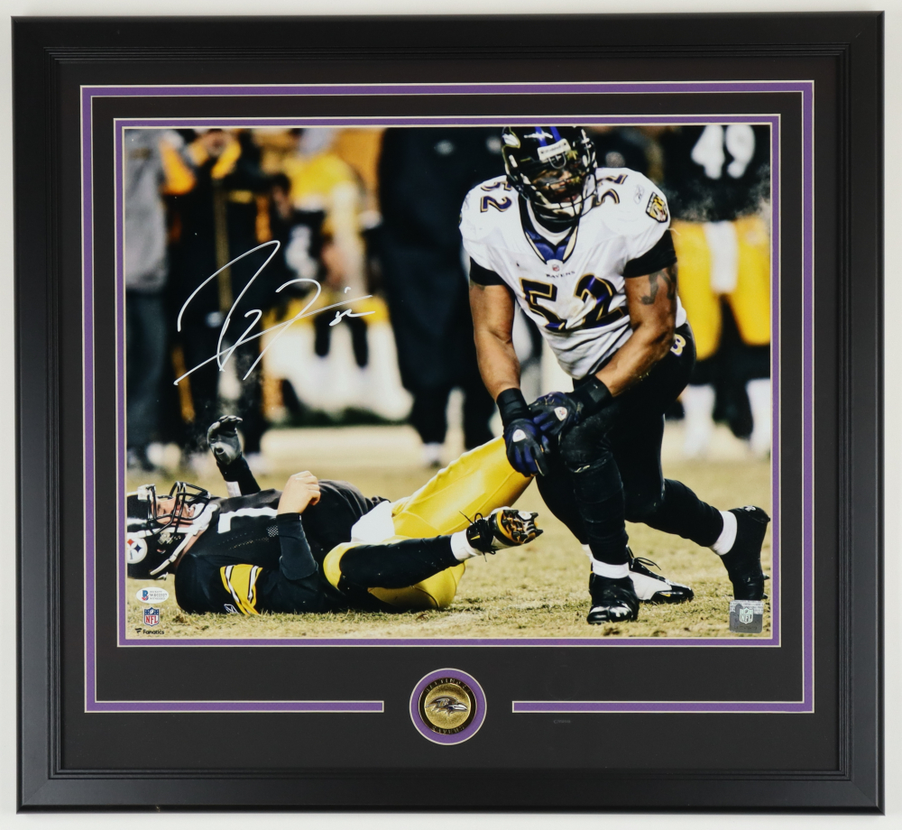Ray Lewis Signed Ravens Custom Framed Photo (Beckett) | Pristine Auction