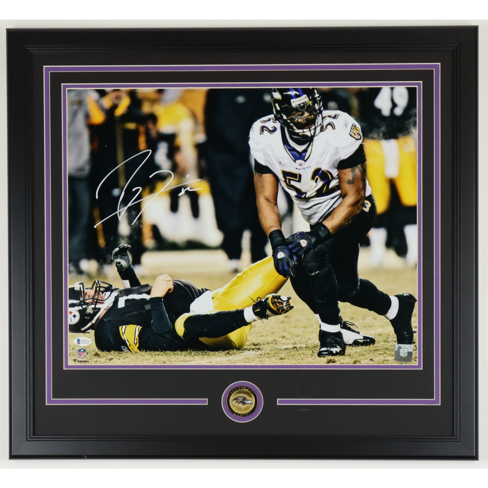 Ray Lewis Signed Ravens Custom Framed Photo (Beckett) | Pristine Auction