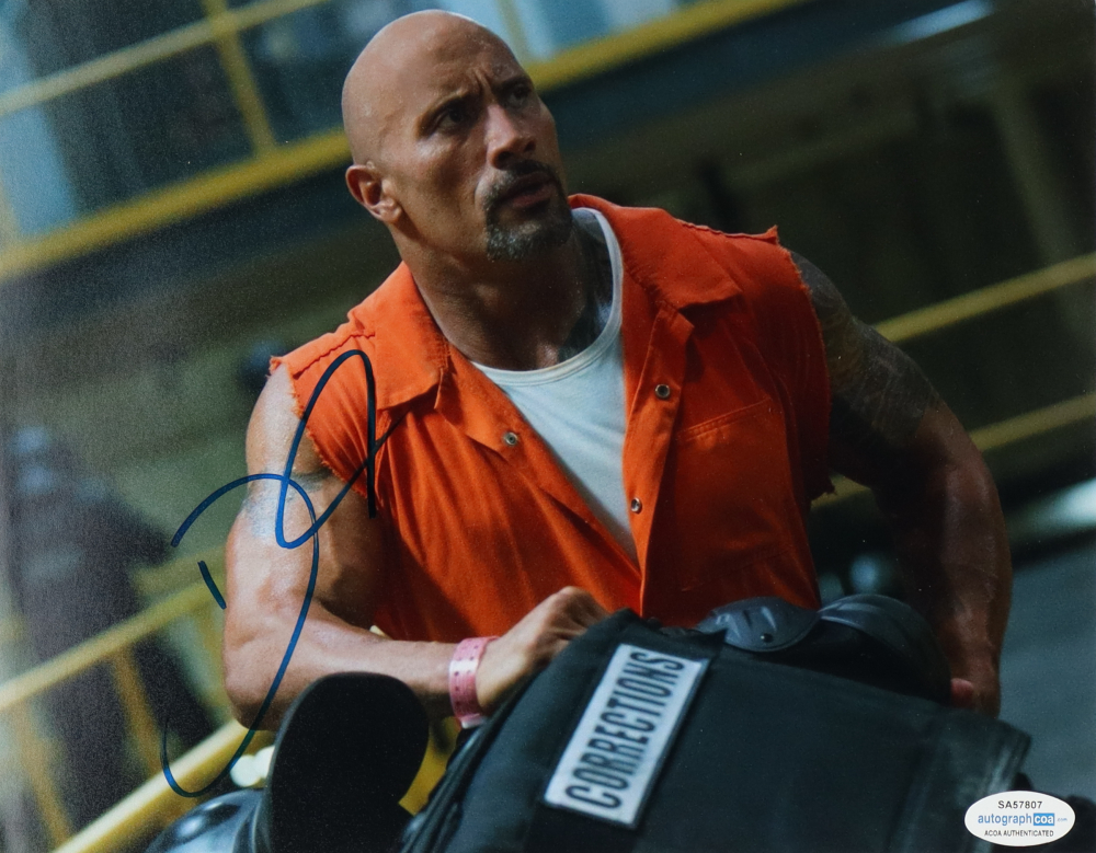 Dwayne Johnson Signed "Fast & Furious" 8x10 Photo (AutographCOA ...
