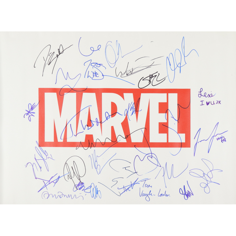 Marvel 24x34 Canvas Print Signed by (28) with Bradley Cooper, Cate ...