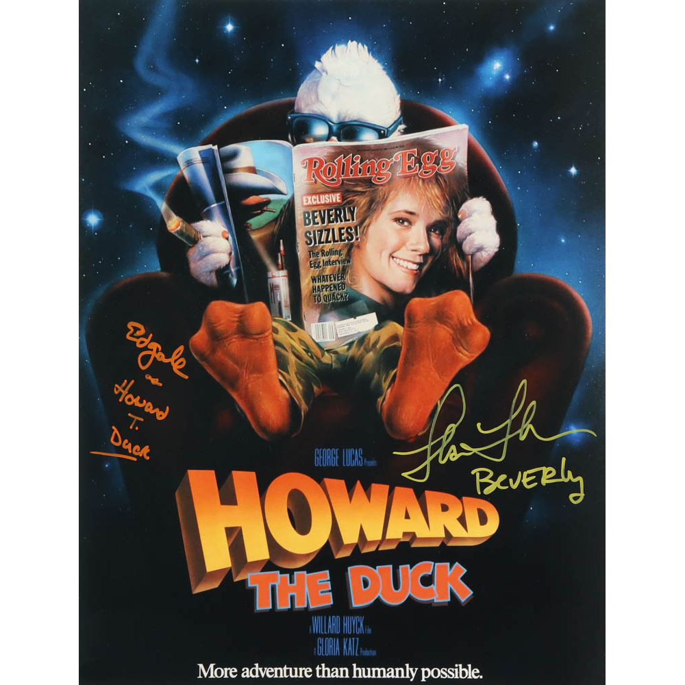 Ed Gale & Lea Thompson Signed "Howard The Duck" 11x17 Photo Inscribed ...