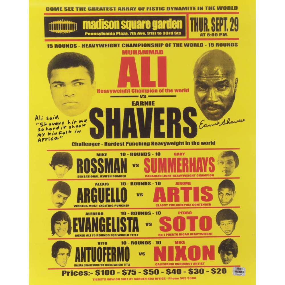 Earnie Shavers Signed "Muhammad Ali vs. Earnie Shavers" 16x20 Fight ...