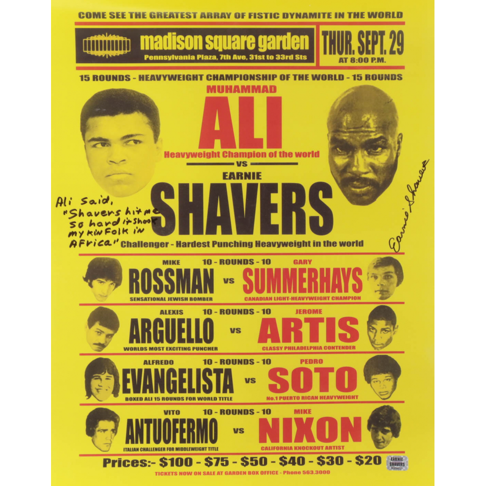 Earnie Shavers Signed "Muhammad Ali vs. Earnie Shavers" 16x20 Fight ...