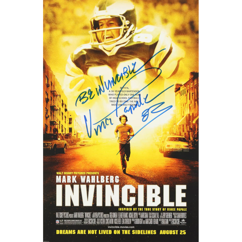 Vince Papale Signed "Invincible" 11x17 Photo Inscribed "Be Invincible ...