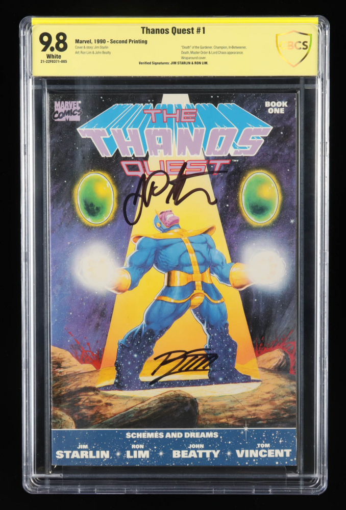 Jim Starlin & Ron Lim Signed 1990 "Thanos Quest" #1 Marvel Comic Book ...