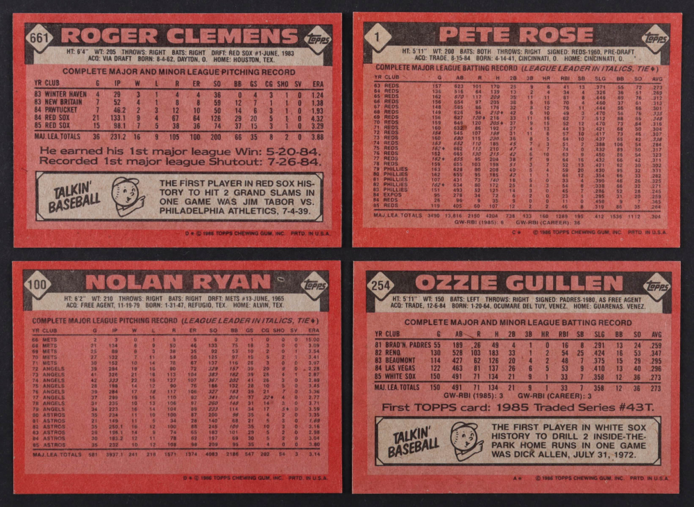 1986 Topps Baseball Complete Set of (792) Cards with Roger Clemens #661 ...