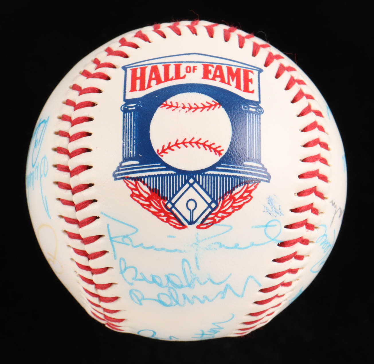 Hall of Fame Logo Baseball Signed by (15) with Pee Wee Reese, Frank ...