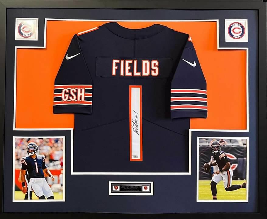 Justin Fields Signed Custom Framed Bears Jersey Display (Fanatics ...