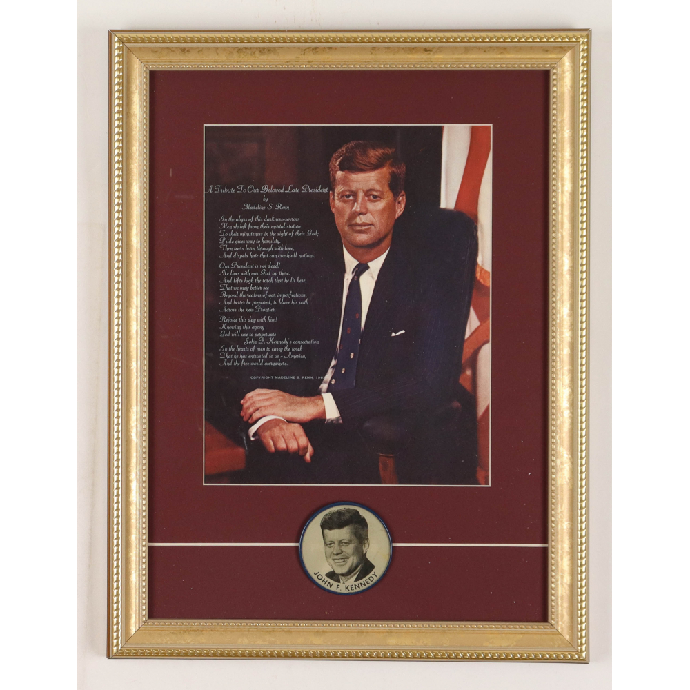 John F. Kennedy Custom Framed Photo Display with Vintage 1960 ...