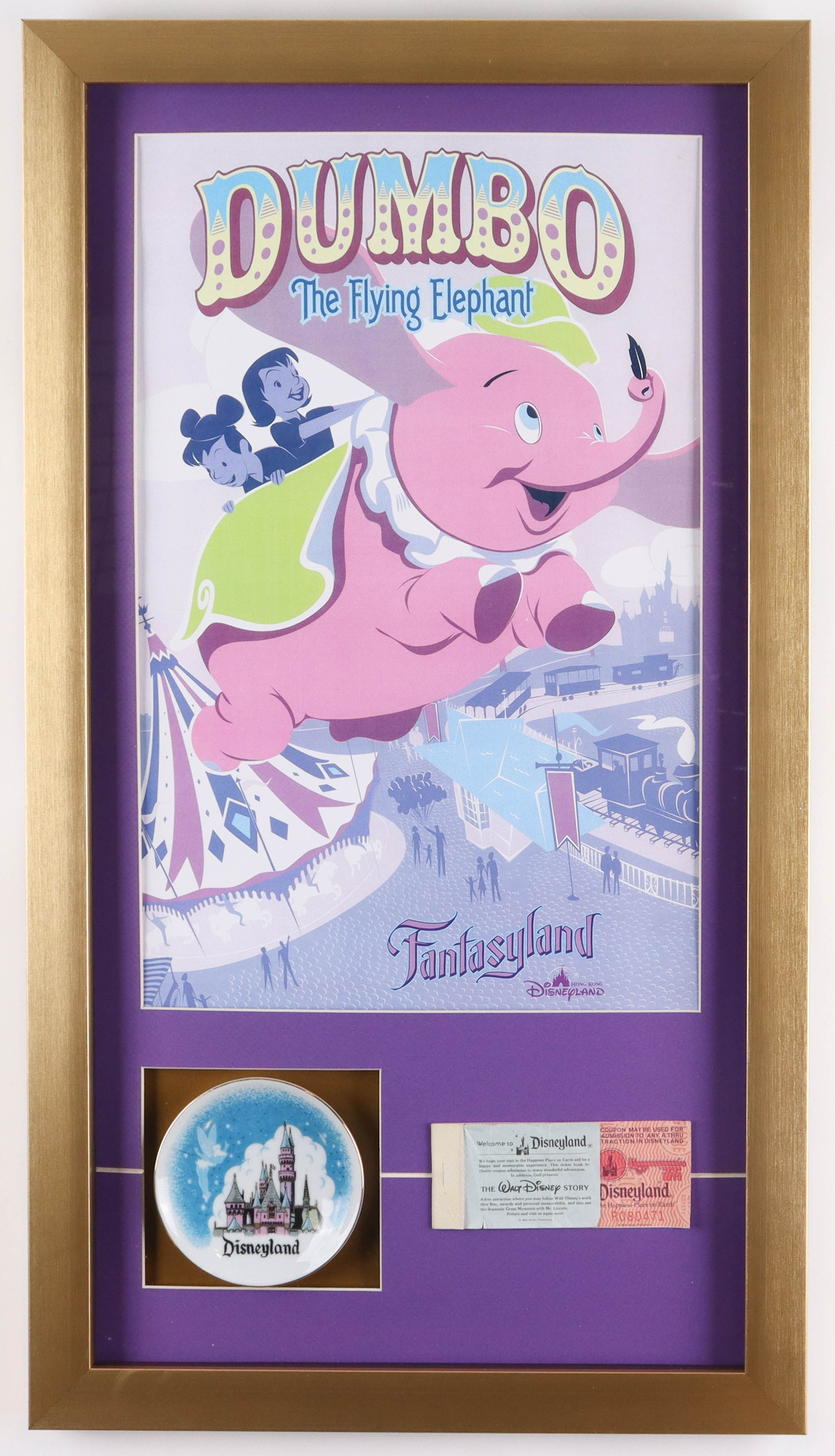 Disneyland "Dumbo Carousel" Custom Framed Print with Vintage Disneyland ...