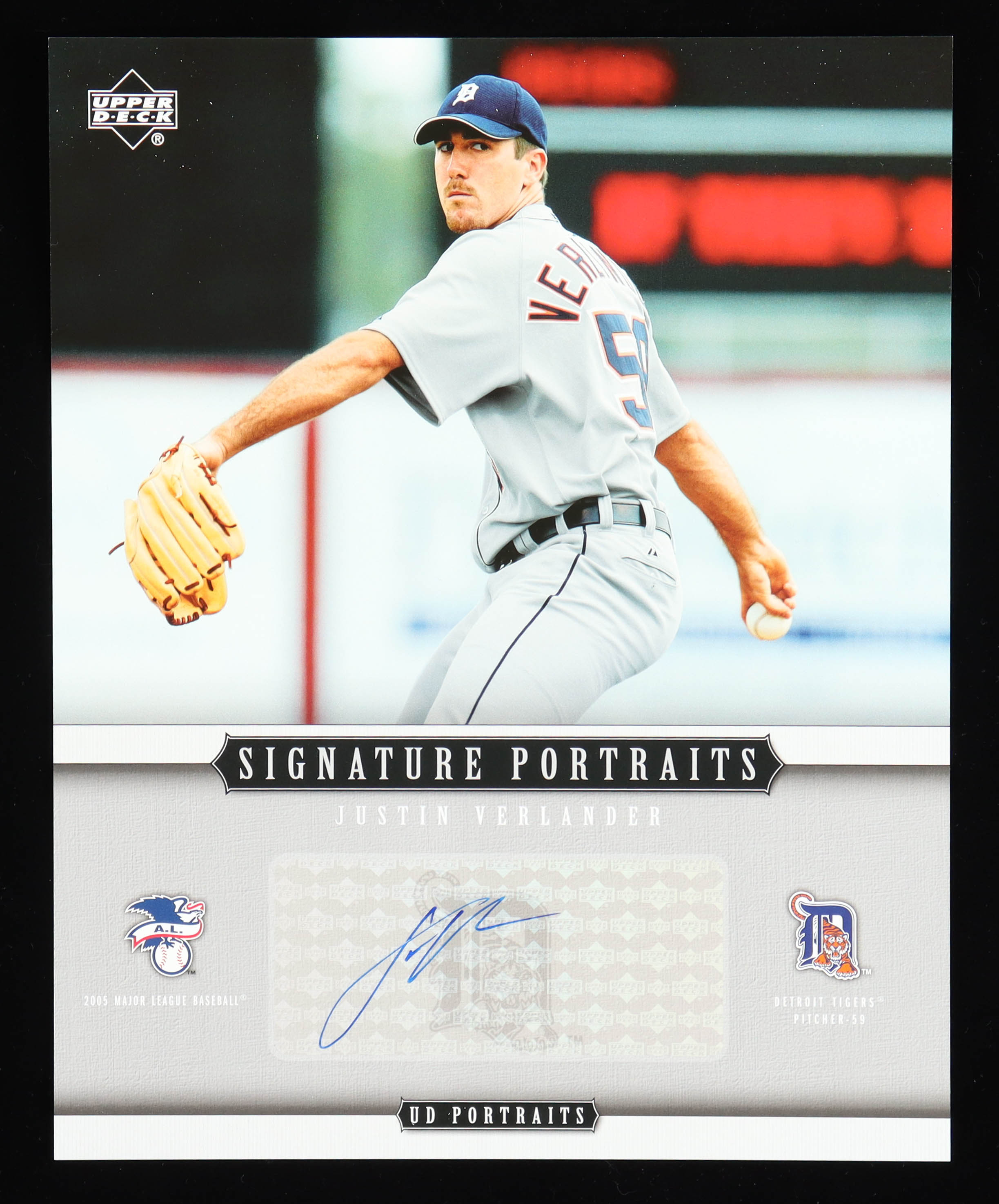 Justin Verlander 2005 UD Portraits Signature Portraits Auto 8 x 10 #VE ...