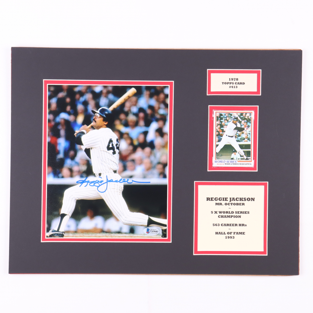 Reggie Jackson Signed Yankees Custom Matted Photo Display with 1978 ...
