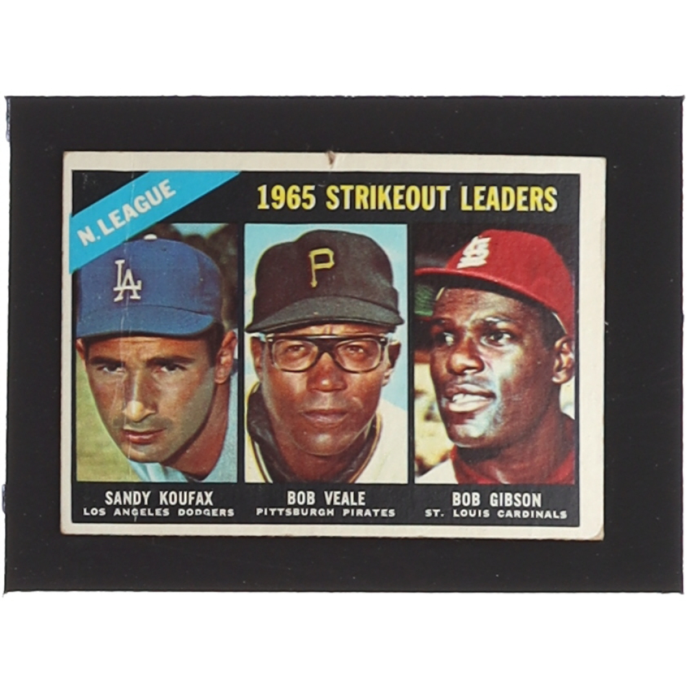 Sandy Koufax / Bob Veale / Bob Gibson 1966 Topps #225 NL Strikeout ...