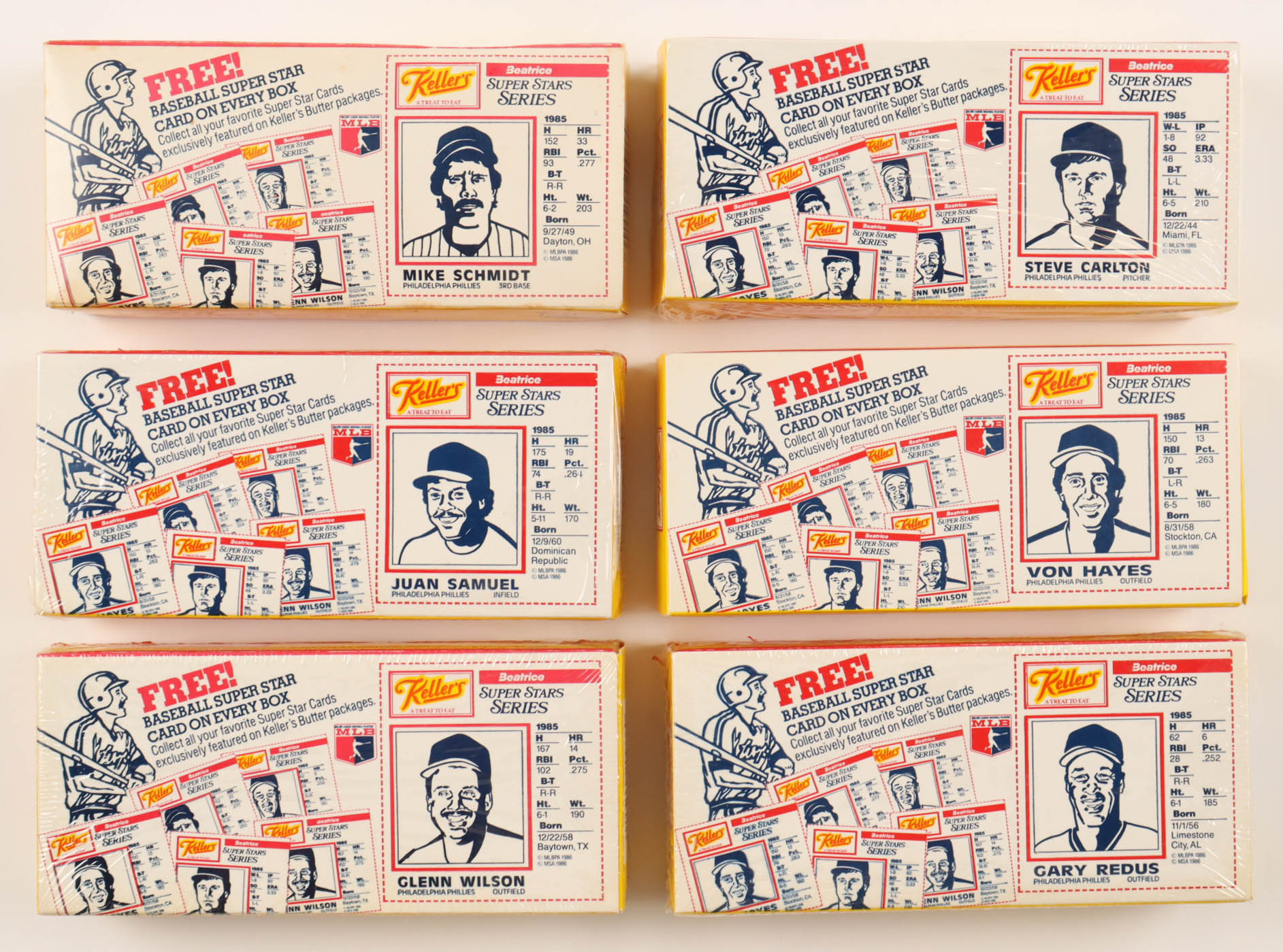 1986 Phillies Keller's Complete Set of (6) Cards | Pristine Auction