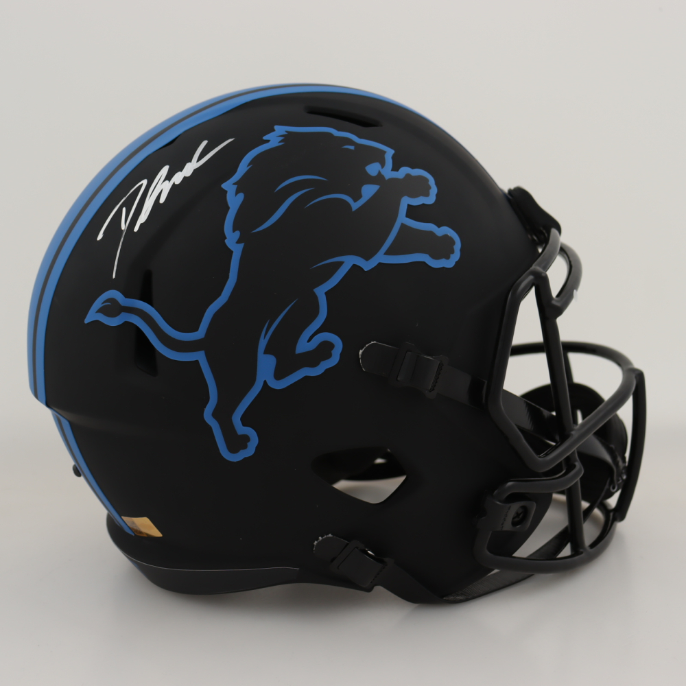 D'Andre Swift Signed Lions Full-Size Eclipse Alternate Speed Helmet ...