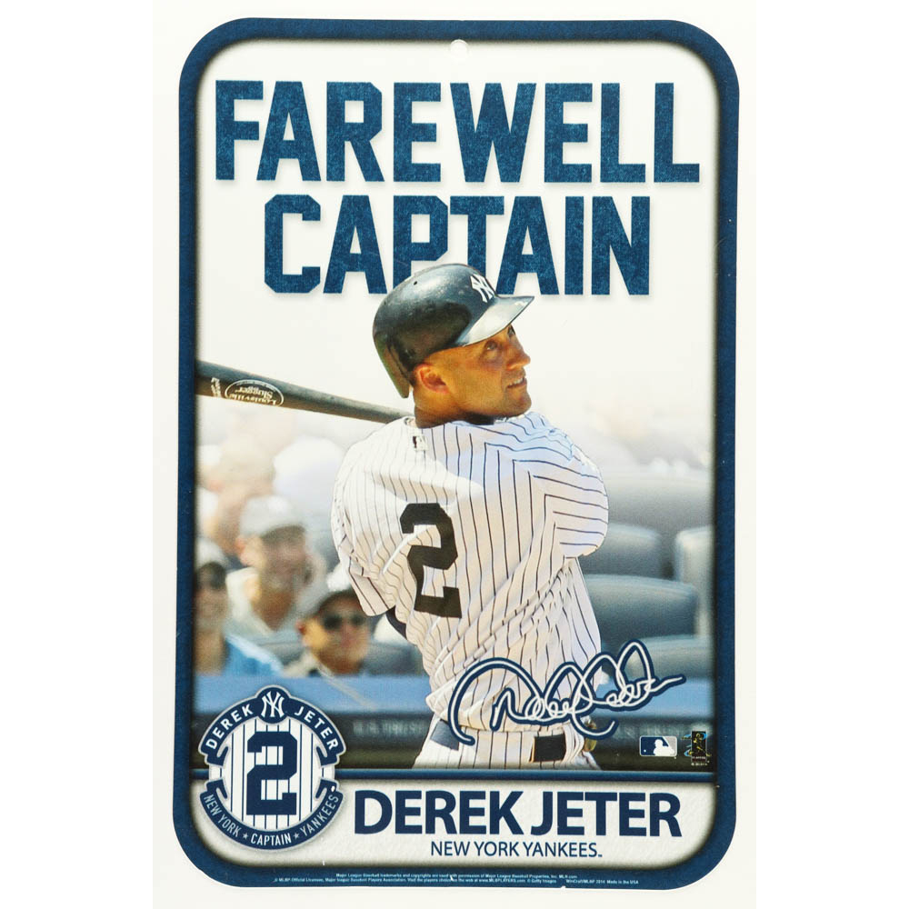Derek Jeter Yankees "Farewell Captain" Commemorative Plastic Sign ...