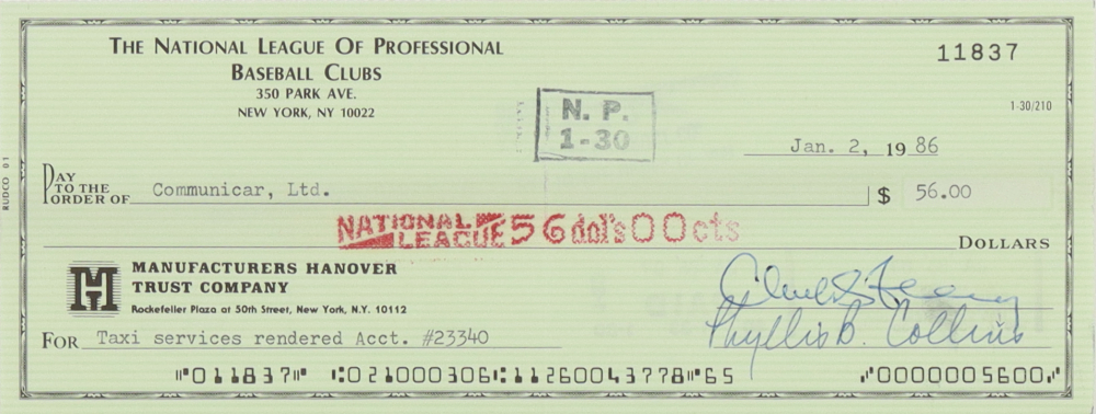 Chuck Feeney Signed 1986 Personal Bank Check (PSA) | Pristine Auction