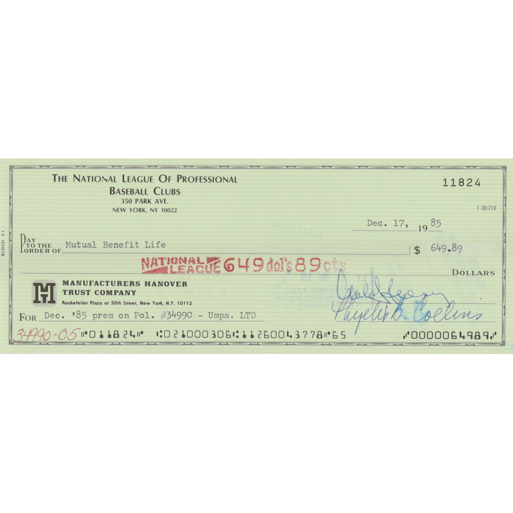 Chuck Feeney Signed 1985 Personal Bank Check (PSA) | Pristine Auction