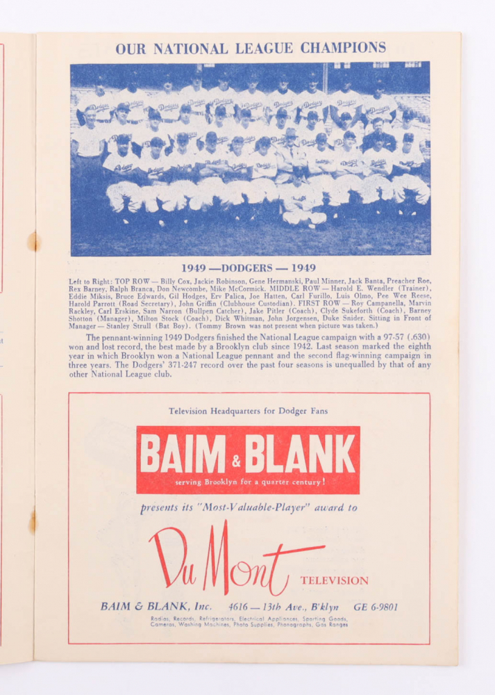 Vintage 1950 Brooklyn Dodgers Ebbets Field Original Program | Pristine ...