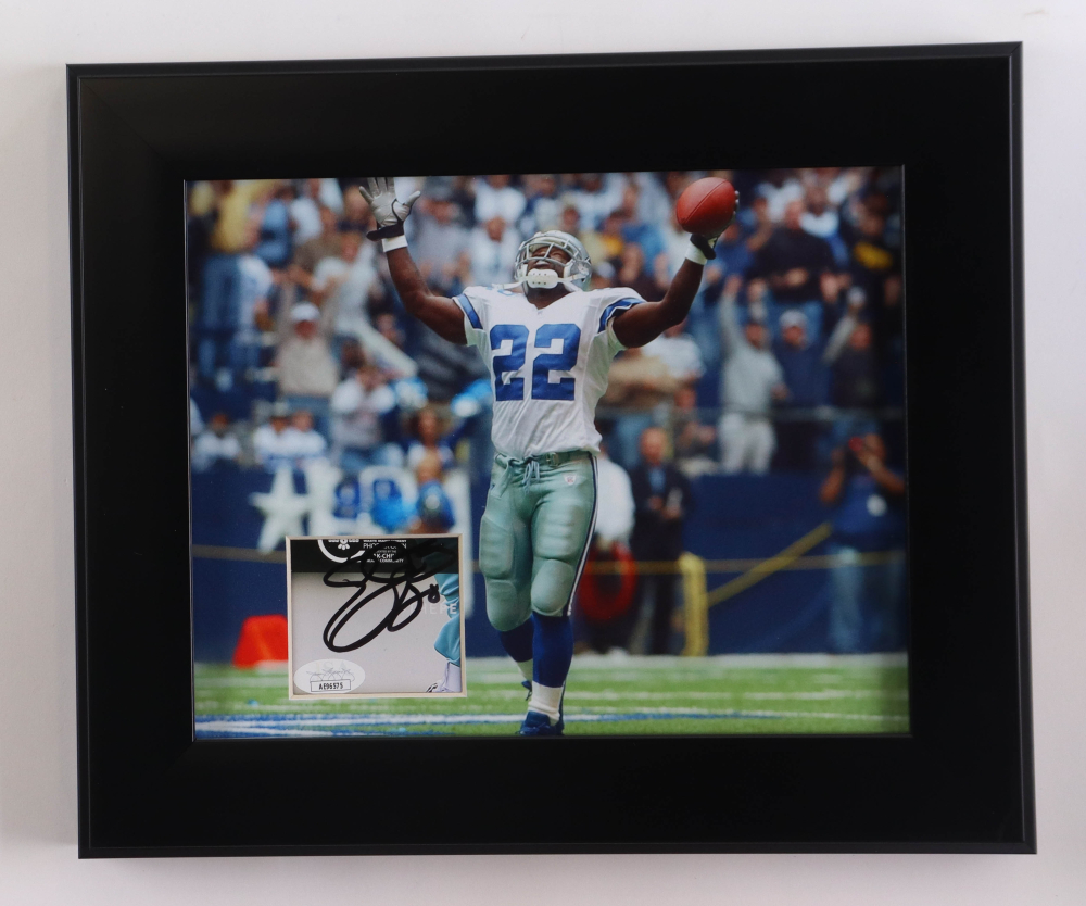 Emmitt Smith Signed Cowboys Custom Framed Cut Display (JSA) | Pristine ...