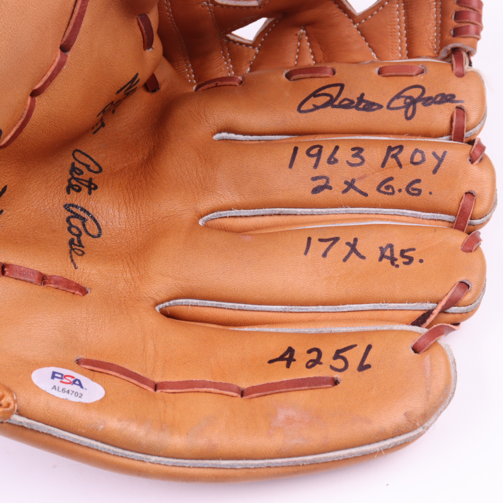 Pete Rose Signed Vintage Macgregor Player Model Glove with (4) Career ...