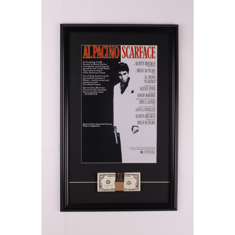 "Scarface" Custom Framed Movie Poster Display with Movie Prop Cash ...