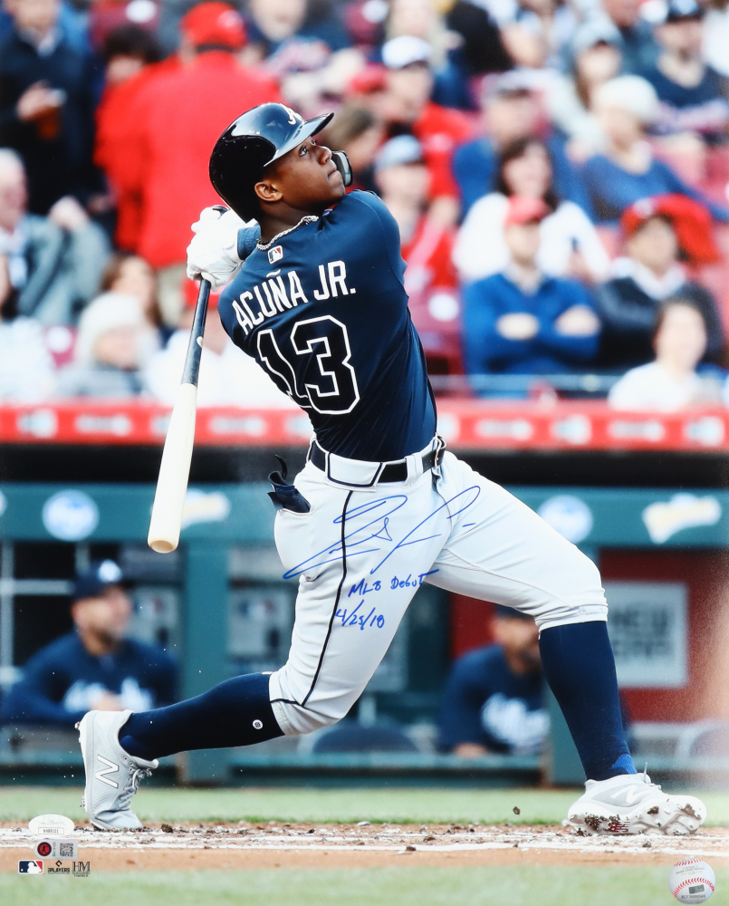 Ronald Acuna Jr. Signed Braves 16x20 Photo Inscribed "MLB Debut 4/23/18 ...