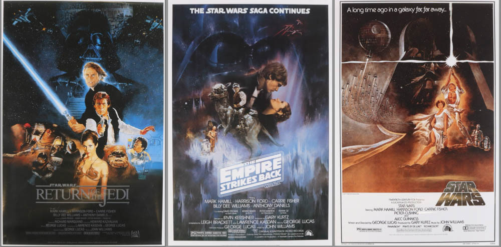 Complete Set of (3) "Star Wars" 24x36 Movie Posters with "Star Wars", "The Empire Strikes Back ...