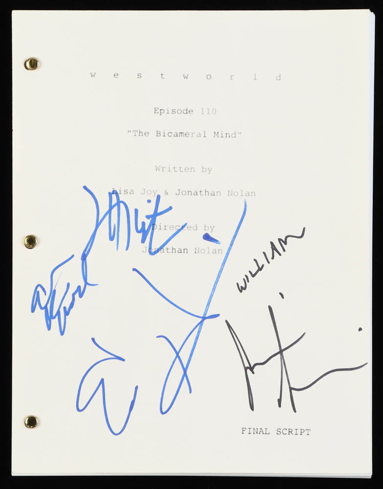 Ed Harris, Evan Rachel Wood, Jeffrey Wright, Jimmy Smith Signed "The Bicameral Mind" Replica ...
