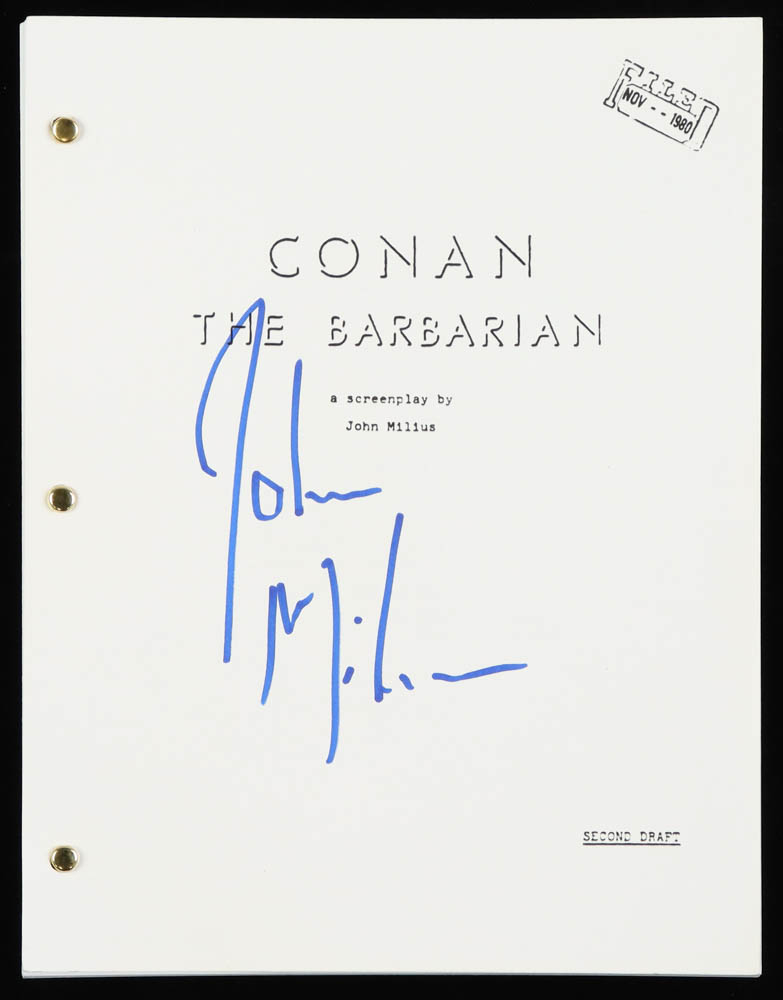 John Milius Signed "Conan the Barbarian" Replica Script (AutographCOA ...