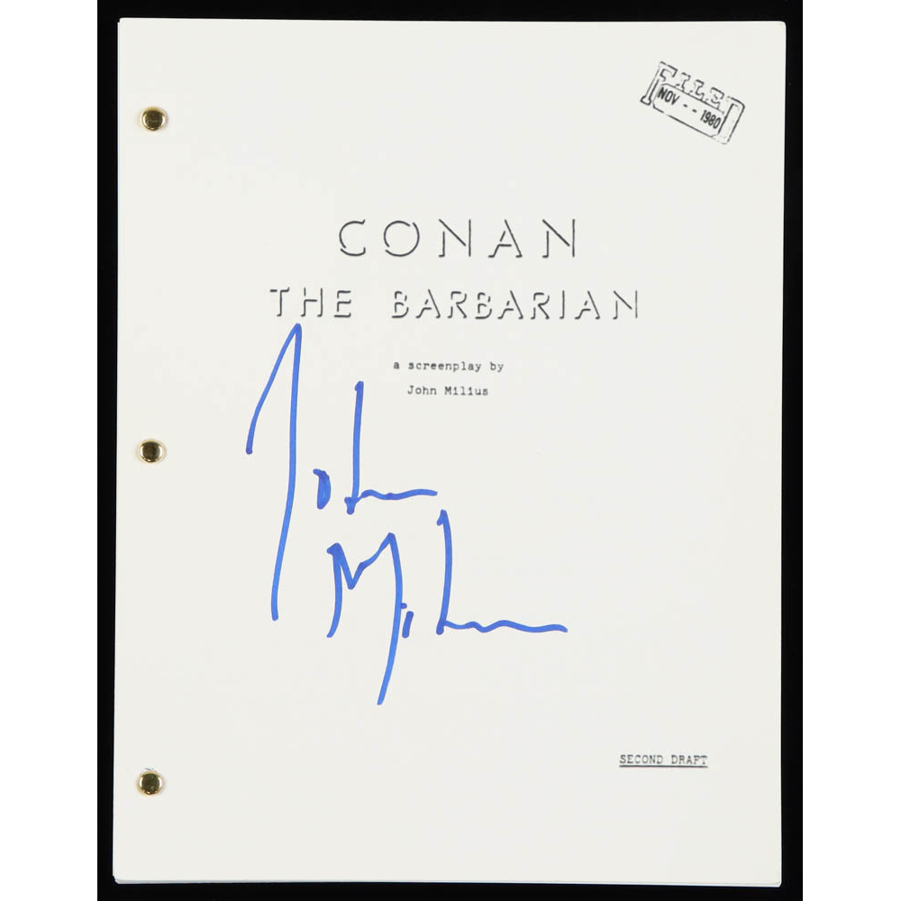 John Milius Signed "Conan the Barbarian" Replica Script (AutographCOA ...