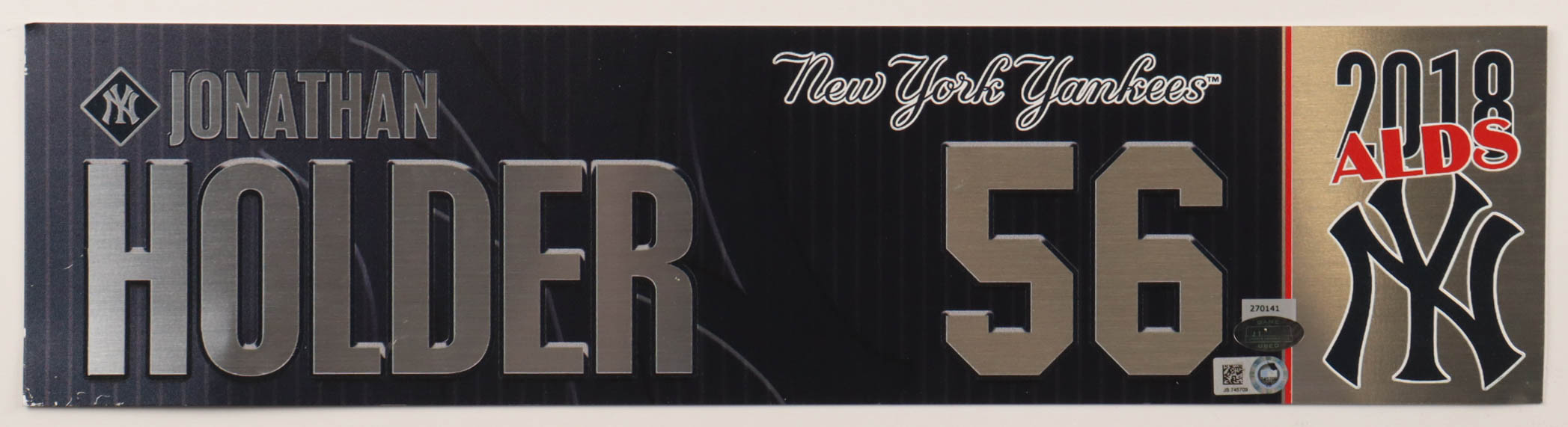 Jonathan Holder Yankees Locker Room Nameplate | Pristine Auction