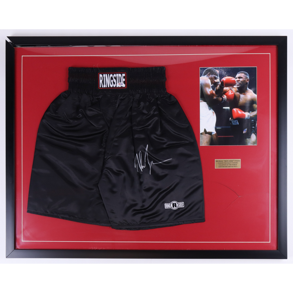 Mike Tyson Signed Custom Framed Ringside Boxing Trunks (PSA) (See ...