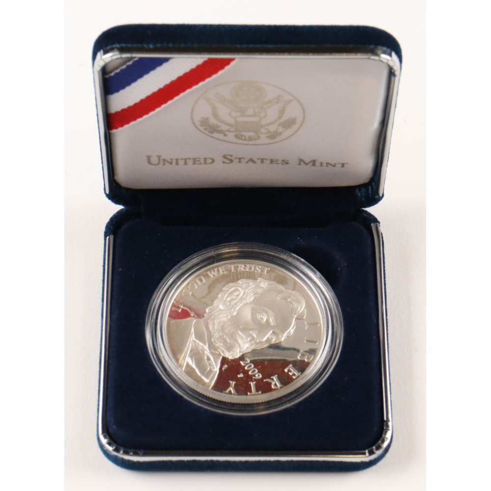 2009 Abraham Lincoln Commemorative $1 Silver Dollar with Display Case ...
