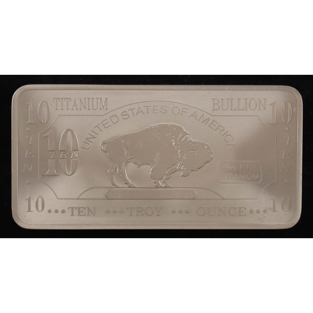 Ten Troy Ounce "Buffalo" .999 Fine Titanium Bullion Bar | Pristine Auction