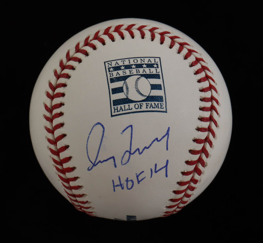 Greg Maddux Signed OML Hall of Fame Logo Baseball Inscribed "HOF 14 ...