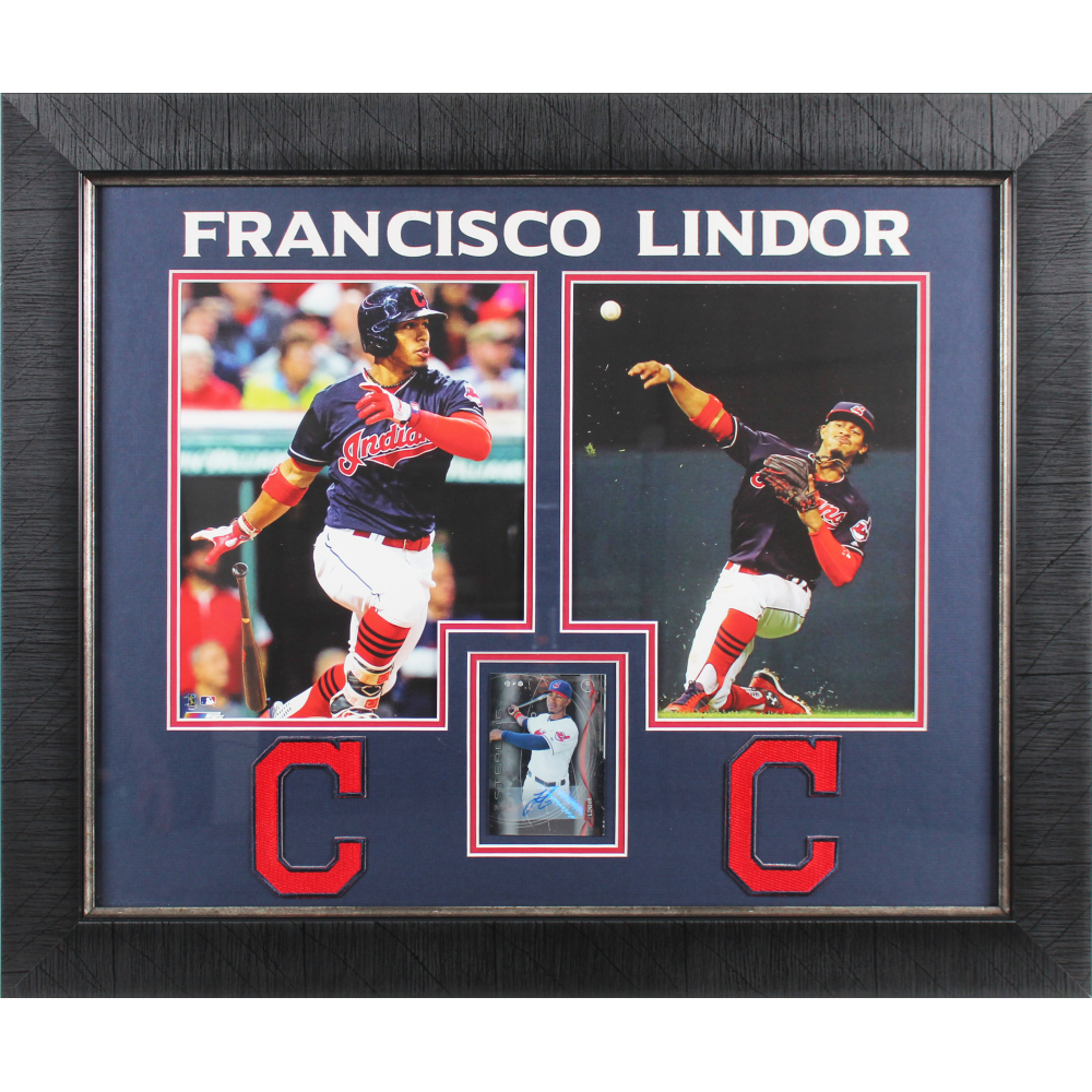 Francisco Lindor Signed Indians Custom Framed Card Display | Pristine ...