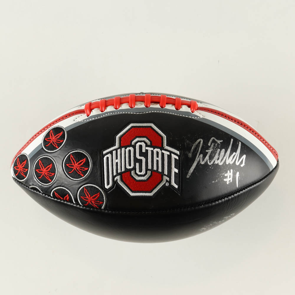 Justin Fields Signed Ohio State Buckeyes Logo Football (Beckett ...