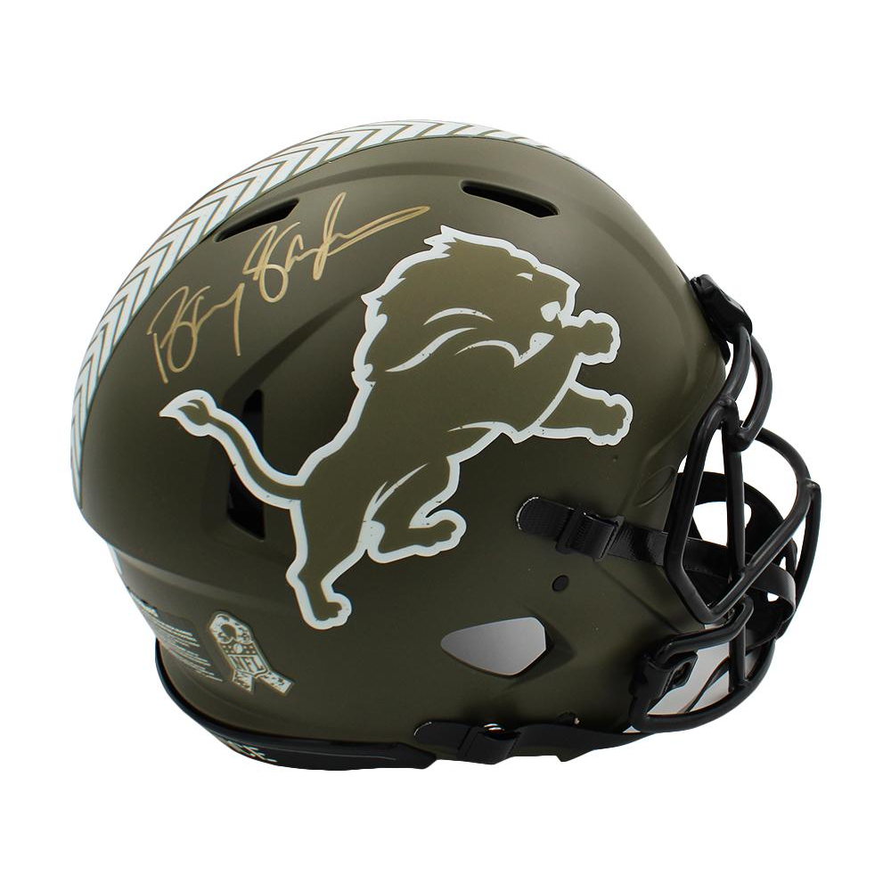 Barry Sanders Signed Lions Salute to Service Full-Size Authentic On ...